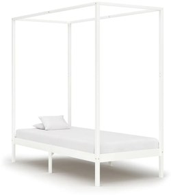 Rám postele s nebesy bílý masivní borové dřevo 100 x 200 cm,  283263 HangarStore.cz
