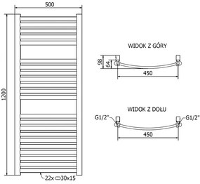 Mexen Helios, topné těleso 1200 x 500 mm, 448 W, zlatá, W103-1200-500-00-50