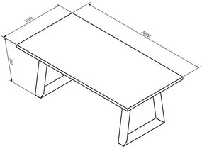 Wuders Jídelní stůl Honolulu Velikost: 2500 x 1000 mm 2500 x 1000 mm