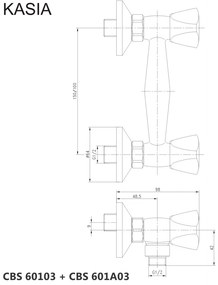 Mereo Mereo, Sprchová nástěnná baterie, Kasia, bez příslušenství, chrom, CBS60103