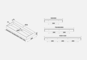 design umyvadlo COLOSUM G19 DOPORRO 50-120cm