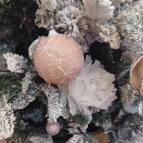 Vánoční ozdoba růžová plastová koule 8 cm s vločkou