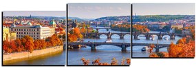 Obraz na plátně - Řeka Vltava a Karlův most - panoráma 5257E (120x40 cm)