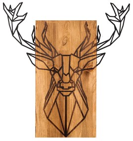Wallexpert Dekorativní nástěnný dřevěný doplněk Deer, Černá, Ořech