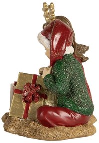 Vánoční dekorace figurka dětí rozbalujících vánoční dárečky – 14x9x11 cm