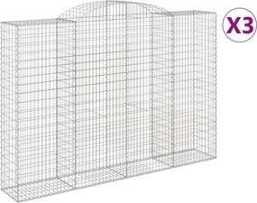 Klenuté gabionové koše 3 ks 300x50x200/220cm pozinkované železo 3146792