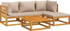 vidaXL 5dílná zahradní sedací souprava podušky masivní dřevo [3155248] Barva polštáře: Taupe