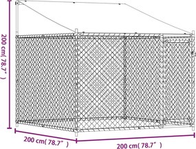 vidaXL Klec pro psy se střechou a dvířky šedá 2x2x2 m pozinkovaná ocel [172559]