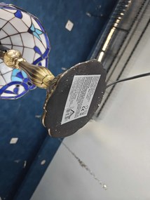 HOMCOM stolní lampa Tiffany s barevným sklem, modrá