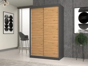 Šatní skříň IGA II 120 cm antracit/dub artisan