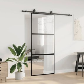 Posuvné dveře se sadou kování černé 90x205 cm Tvrzené sklo 3375875