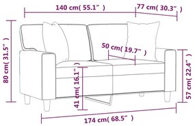 2místná pohovka s polštáři cappuccino 140 cm umělá kůže