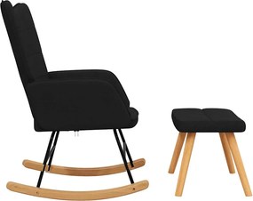 Houpací křeslo se stoličkou černé textil 328024