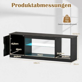 Costway TV skříňka TV s úložným prostorem a 3 otevřenými přihrádkami do 65 palců