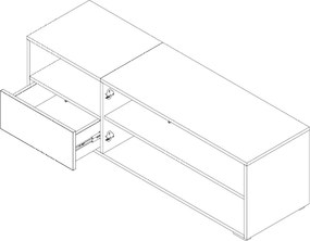 LORIN d | TV stolek 9 | 135 cm | s policemi, zásuvkami a dvířky | PUSH OPEN | kašmír/dub
