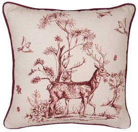 Béžový bavlněný povlak na polštář s jelenem Pretty Forest - 40*40 cm