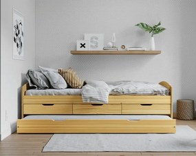 Postel s výsuvnou přistýlkou, 90x200, přírodní, masiv, MARINELLA NEW Kondela 0000274650