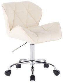 LuxuryForm DESIGN Otočná židle MILANO na stříbrné podstavě s kolečky - krémová