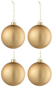OnaDnes -20% Set čtyř zlatých skleněných vánočních ozdob J-Line Flu 10 cm