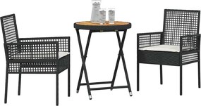 Zahradní bistro set 3 ks Černá polyratan 3334967