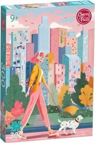 CHERRY PAZZI Puzzle Slečna s psíkem ve městě / 300 dílků / 34,5 × 50 c
