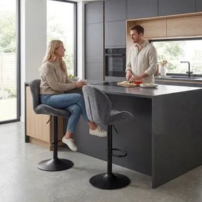 HOMCOM sada 2 barových židlí, výškově nastavitelná 62-83 cm, otočná o 360°, polstrované sedadlo, opěradlo a opěrka nohou, šedá