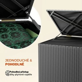 Polyratanový úložný box RICCO, 318L, 75x75x70 cm, černá Casaria