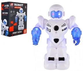 Robot jezdící plast 26cm Ang. mluvící na baterie se světlem se zvukem v krabici 22x28x11cm