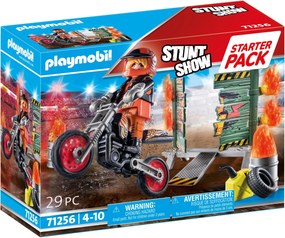 Stavebnice playmobil 71256 starter pack kaskadérská motorka a ohnivá zeď