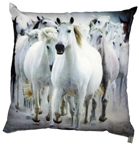 Fotopolštářek Stádo bílých koní 40x40 cm