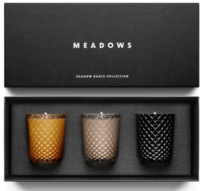 MEADOWS Dárková kolekce svíček Meadows - Shadow Dance 3 x 80 g, žlutá barva, černá barva, hnědá barva, sklo