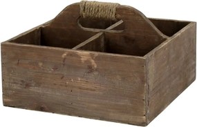 Box s rukojetí a 4 přihrádkami z borovicového dřeva Nature – 24*24*16 cm