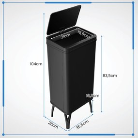 Costway Odpadkový koš z nerezové oceli 50 l odpadkový koš s automatickým