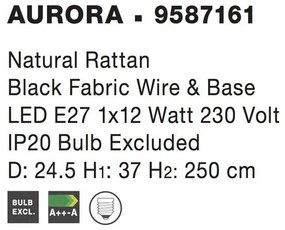 Nova Luce Závěsné svítidlo AURORA, ratan, E27 1x12W Barva: Bílá