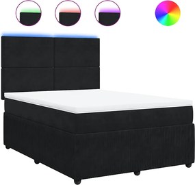 Box spring postel s matrací černá 160x200 cm samet 3294678