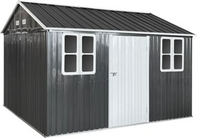 Plechový zahradní domek na nářadí, antracitová, 3,6x3,1x2,5 m, GABKO