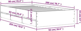 vidaXL Rám postele se zásuvkami 90 x 200 cm kompozitní dřevo [3207299] Barva: dub sonoma