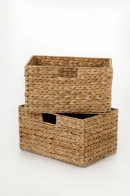 Sada 2 policových košů BASKO, vodní hyacint, výška 20 cm, natur