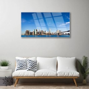 akrylový obraz Město Most Domy 100x50 cm