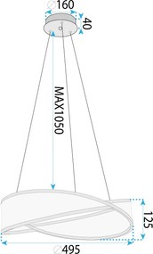 Toolight Závěsné stropní LED osvětlení G136-CP 50 cm zlaté