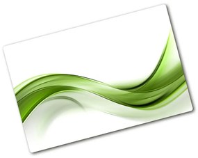 Wallmuralia Kuchyňská deska velká skleněná Zelená vlna 80x52 cm