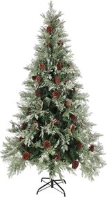vidaXL Vánoční stromek s LED a šiškami zelený a bílý 225 cm PVC a PE [3094566]