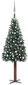 vidaXL Úzký vánoční stromek s LED a sadou koulí zelený 210 cm