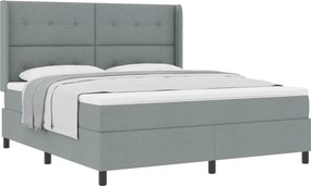 Postel s boxspringem s čelo Světle šedá 200 x 180 cm textil 3341658