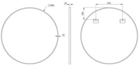 Sapho Sapho, AROWANA kulaté zrcadlo v rámu ø 90cm, černá mat, AWB090