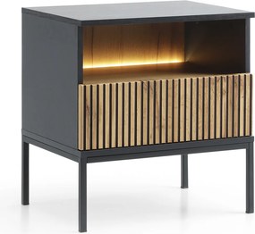 PSK Noční stolek SANTAL, Černá/Dub Votan 54 cm