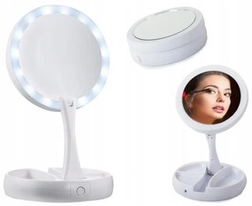 ISO Skládací kosmetické zvětšovací zrcátko s LED podsvícením, 9618