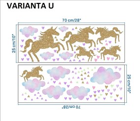 Samolepky na zeď - jednorožci, více variant Varianta: Varianta U