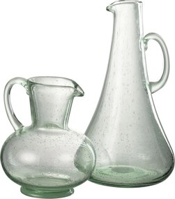 Zelený skleněný džbán s bublinkami Yones L - 19*19*34cm