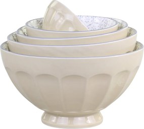 Set 5ks latté porcelánová miska s květy uvnitř Arés - Ø15*9 cm